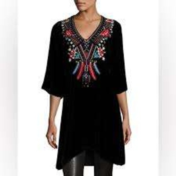 Johnny Was | Tops | Johnny Was Black Velvet Embroidered Silk Blend ...